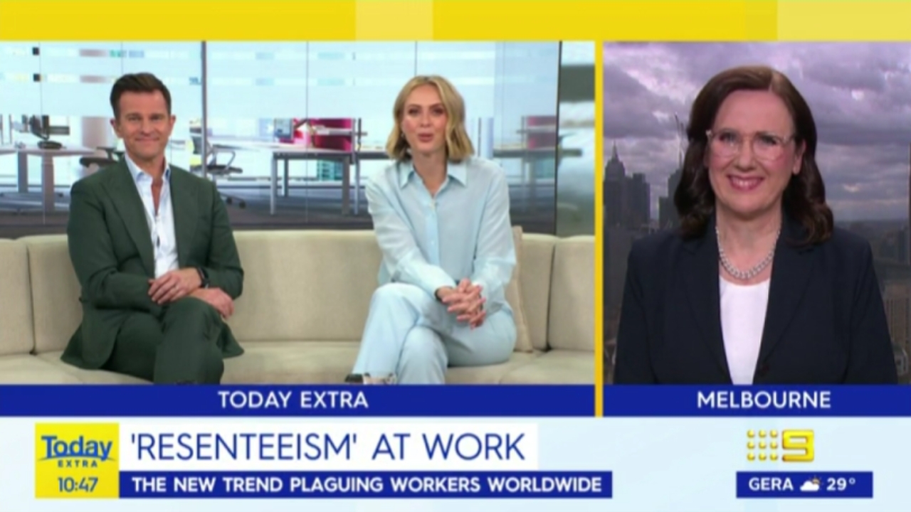 Resenteeism on Channel 9 Today Extra - Sue Ellson